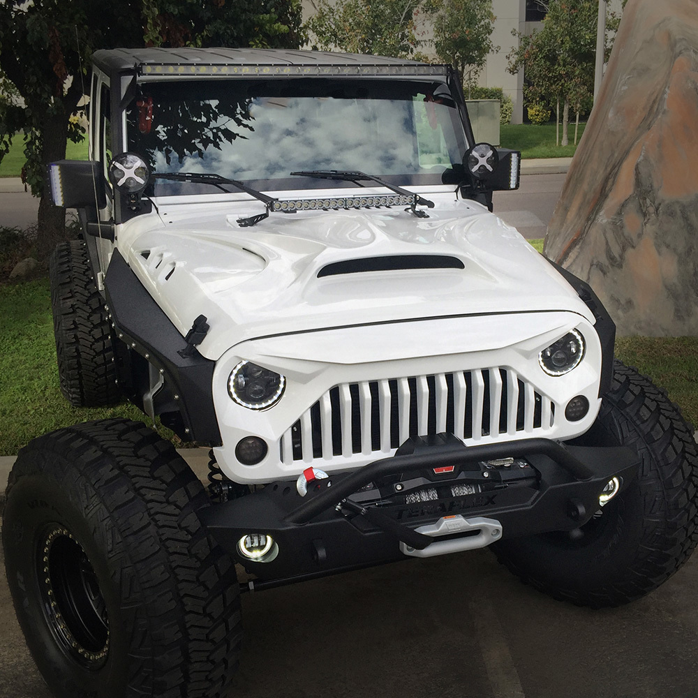 Beast Monster Fiberglass Hood with Scoop Vent Jeep Wrangler JK 2007 ...